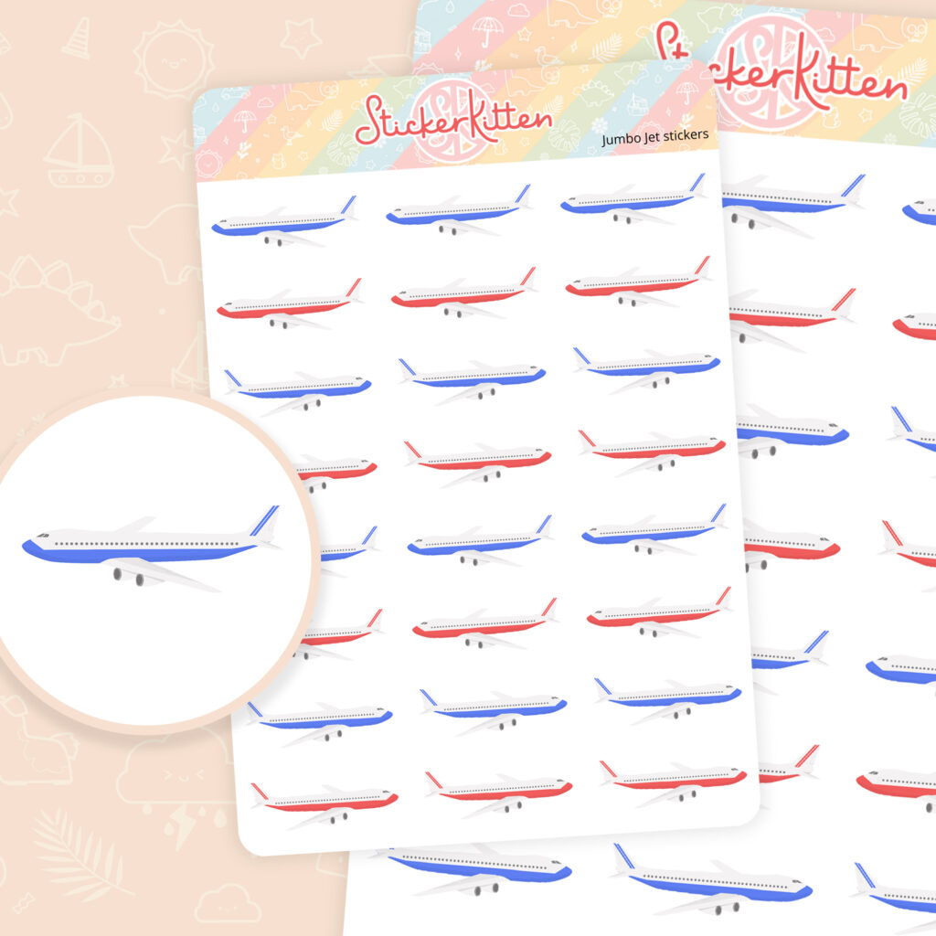 Jumbo Jet Stickers Stickers | Cute Travel Planner Stickers UK