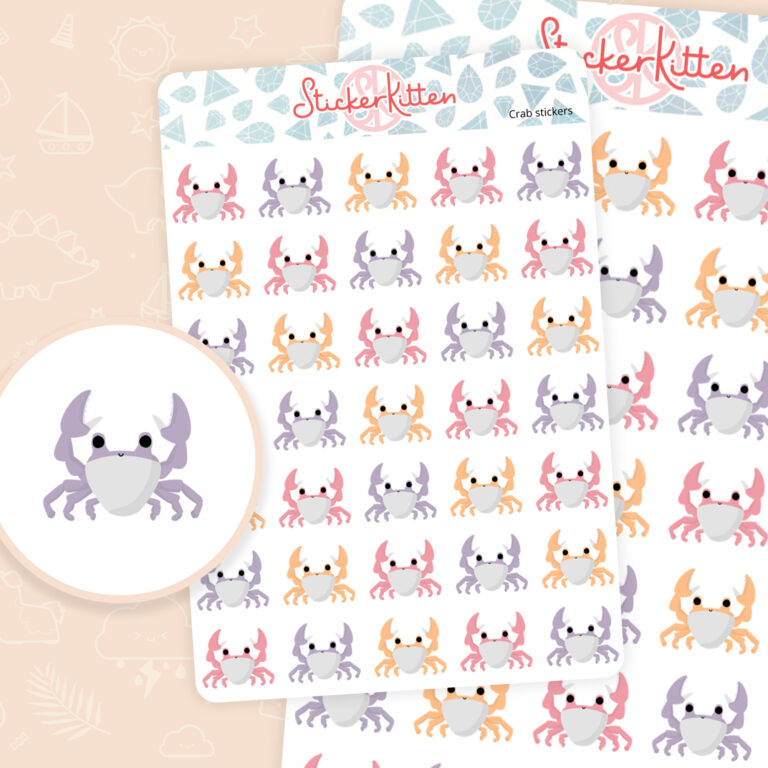 Crab Stickers | Cute Sea Creature Planner & Journal Stickers