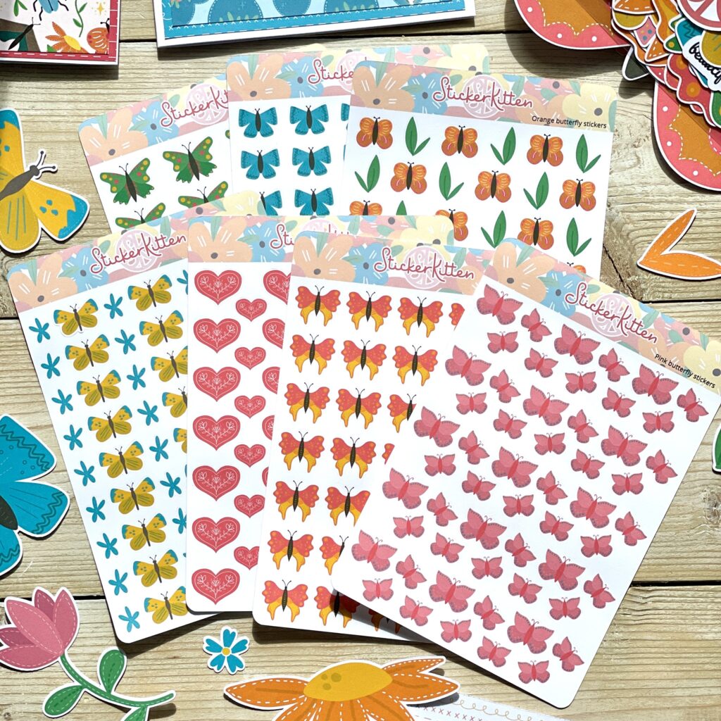 Bold Floral Butterfly Stickers | Planner Supplies | StickerKitten