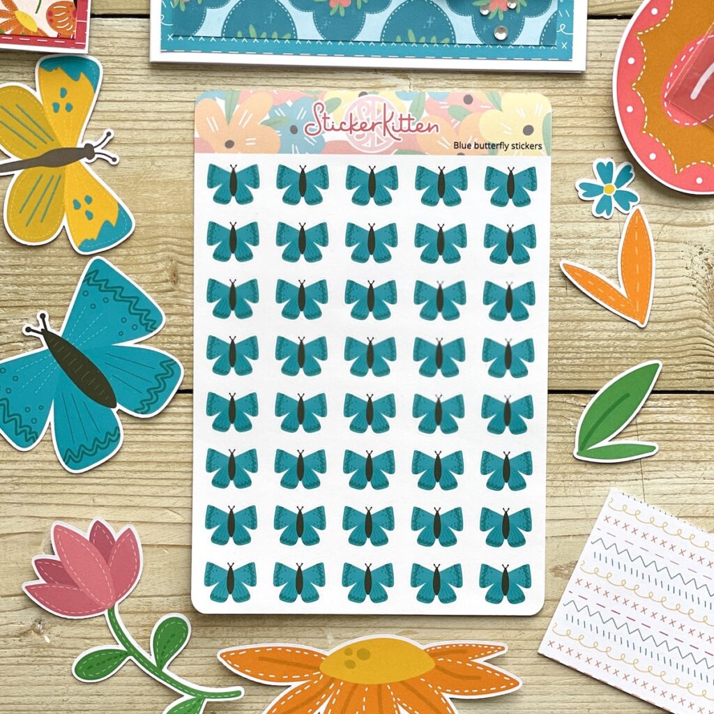 Blue Butterfly Stickers | Deco Planner Stickers | StickerKitten UK