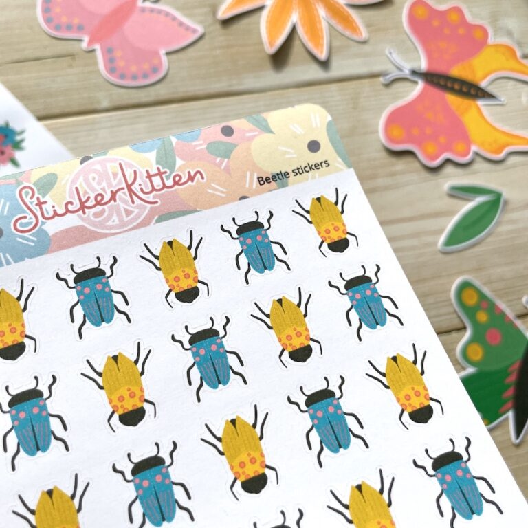 Beetle Stickers | Cute Bug Planner Stickers | StickerKitten UK