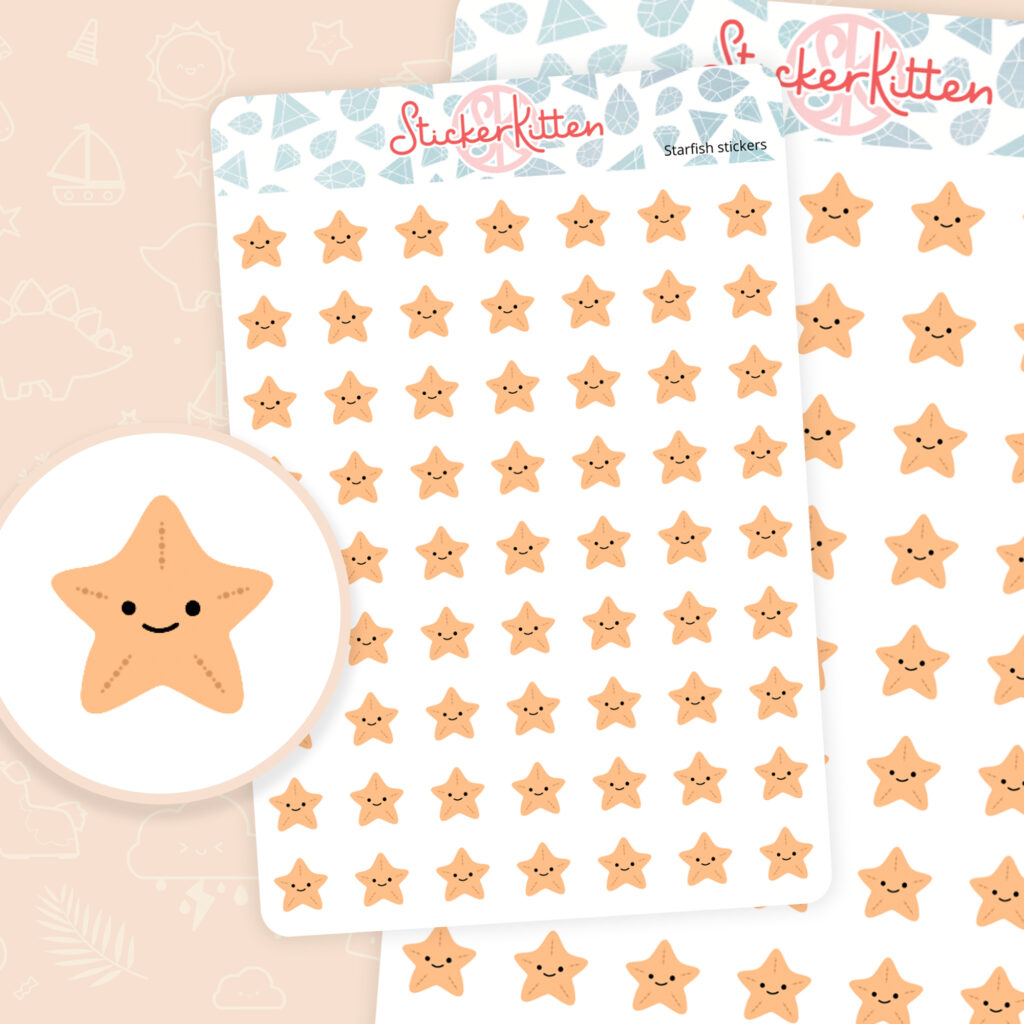 Starfish Stickers | Cute Sea Creature Planner & Journal Stickers