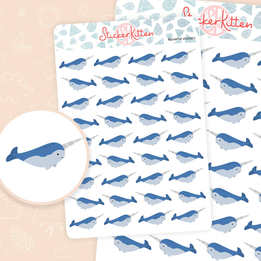 Narwhal Stickers | Cute Sea Creature Planner & Journal Stickers