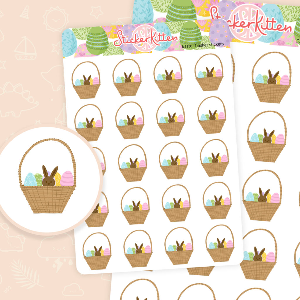 Easter Basket Stickers | Cute Easter Planner & Journal Stickers
