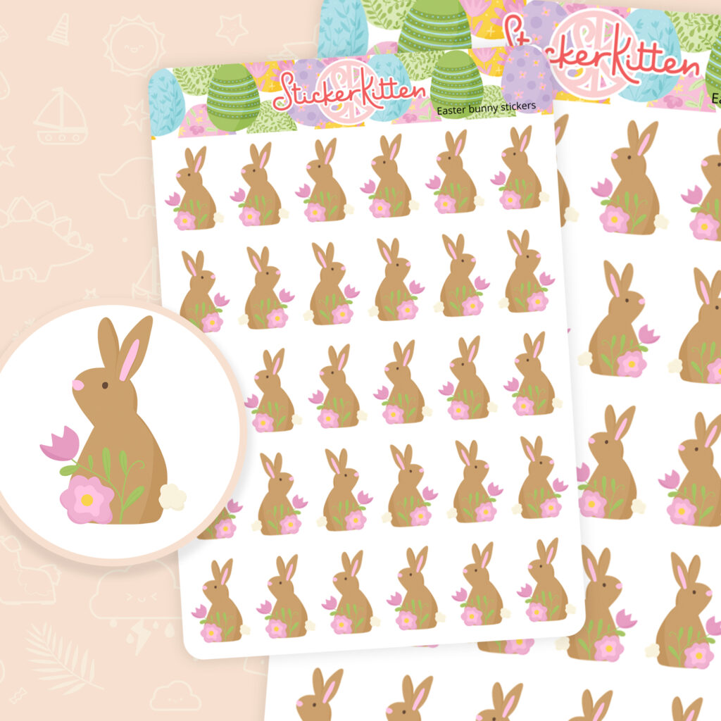 Easter Bunny Stickers | Cute Easter Planner & Journal Stickers