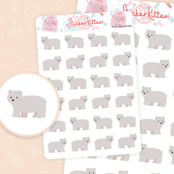 Polar Bear Stickers | Cute Arctic Animal Planner Stickers UK